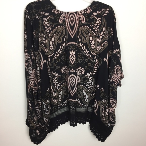 Angie | Tops | Angie Black And Cream Kimono Boho Gypsy Lace S | Poshmark